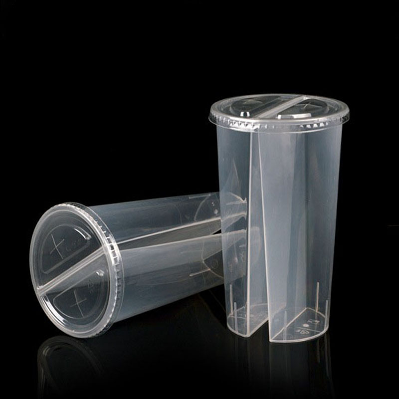 700ml Reusable Plastic Half and Half Split Twin Cups700ml Plastic Half ...