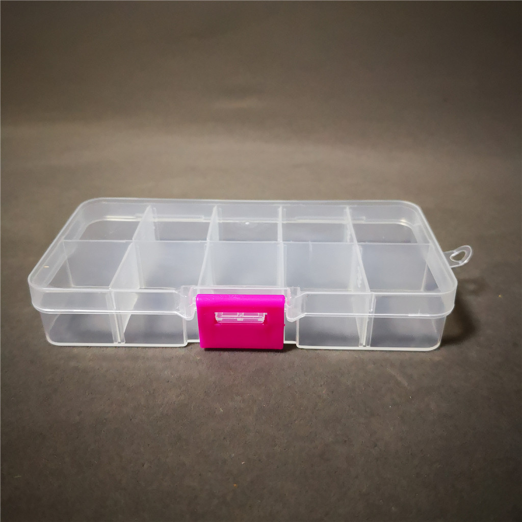 10 compartments transparent square plastic storage box with adjustable ...