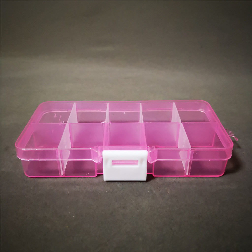 10 compartments transparent square plastic storage box with adjustable ...