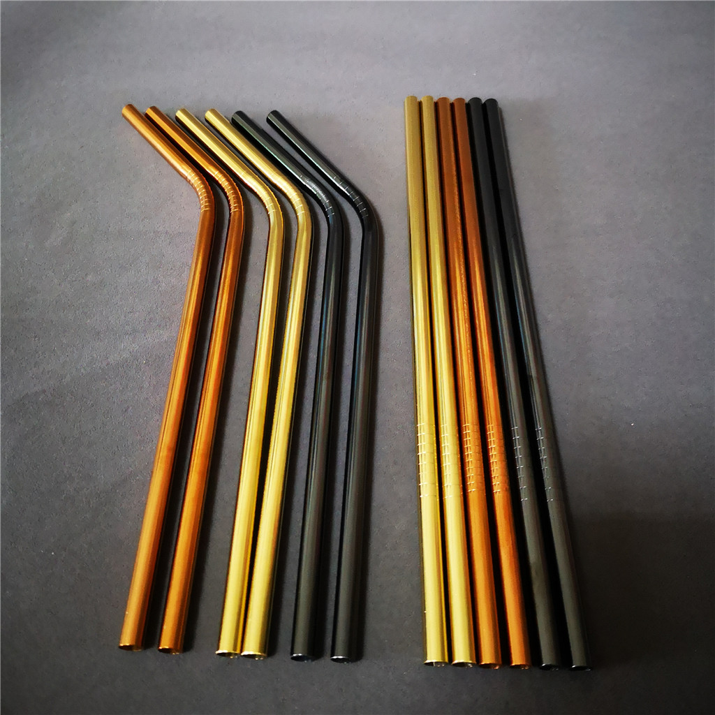 Stainless steel bent and straight straw,black,gold,rose gold straw ...