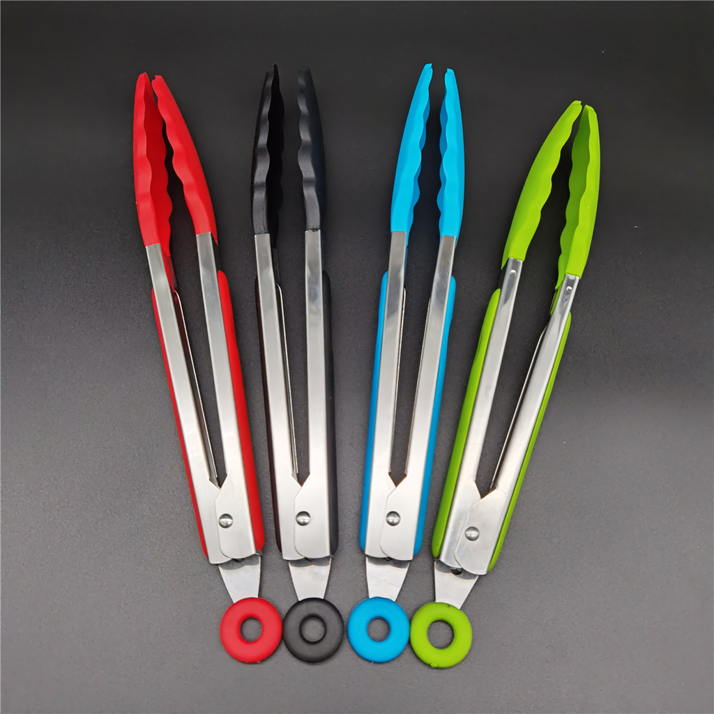 9 inch stainless steel silicone locking food tong - Xiamen Sunglan Imp ...