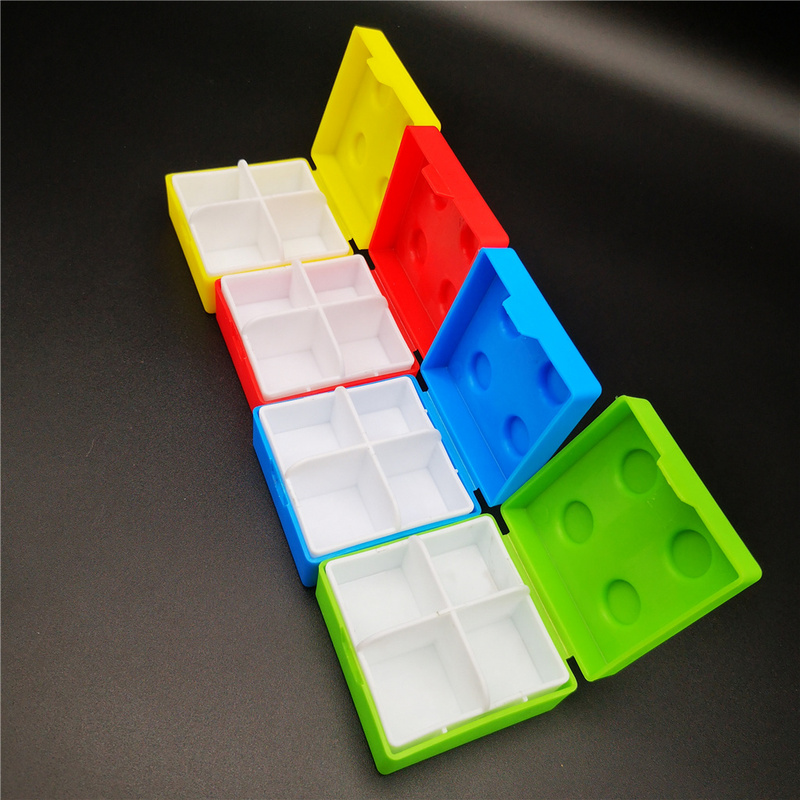 Building Block Style Pill Organizer Box - 4 Compartments | Durable ...