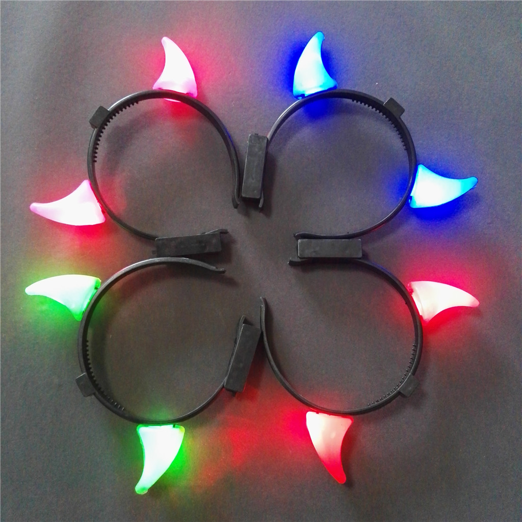 Plastic small led flashing devil bull horns headband - Xiamen Sunglan ...