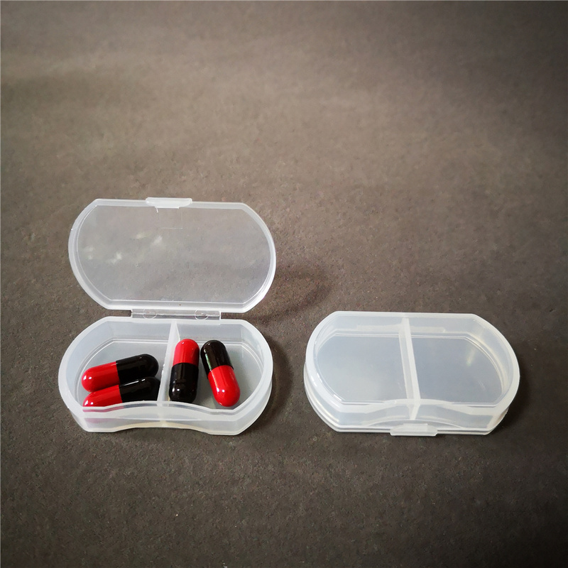 2 Compartment Plastic Mini AM PM Pill Box Case - Daily Medication Organizer