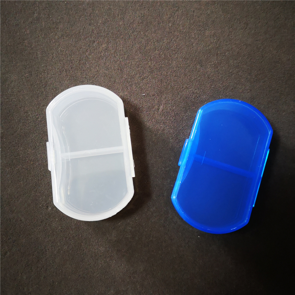2 Compartment Plastic Mini AM PM Pill Box Case - Daily Medication Organizer
