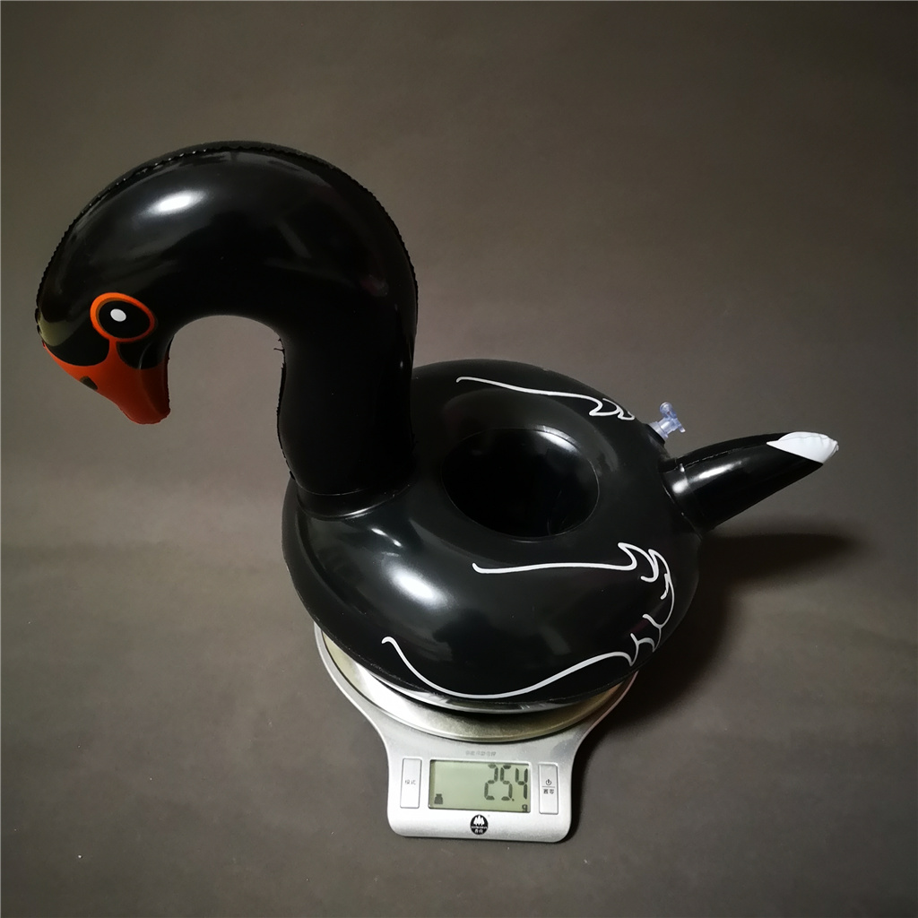 PVC Inflatable water floating black swan beer can drink holder - Xiamen ...