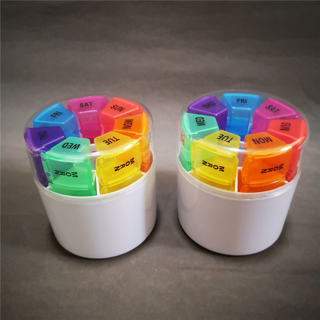 28 Compartments Plastic Cylinder Weekly Pill Box | Organize Your ...
