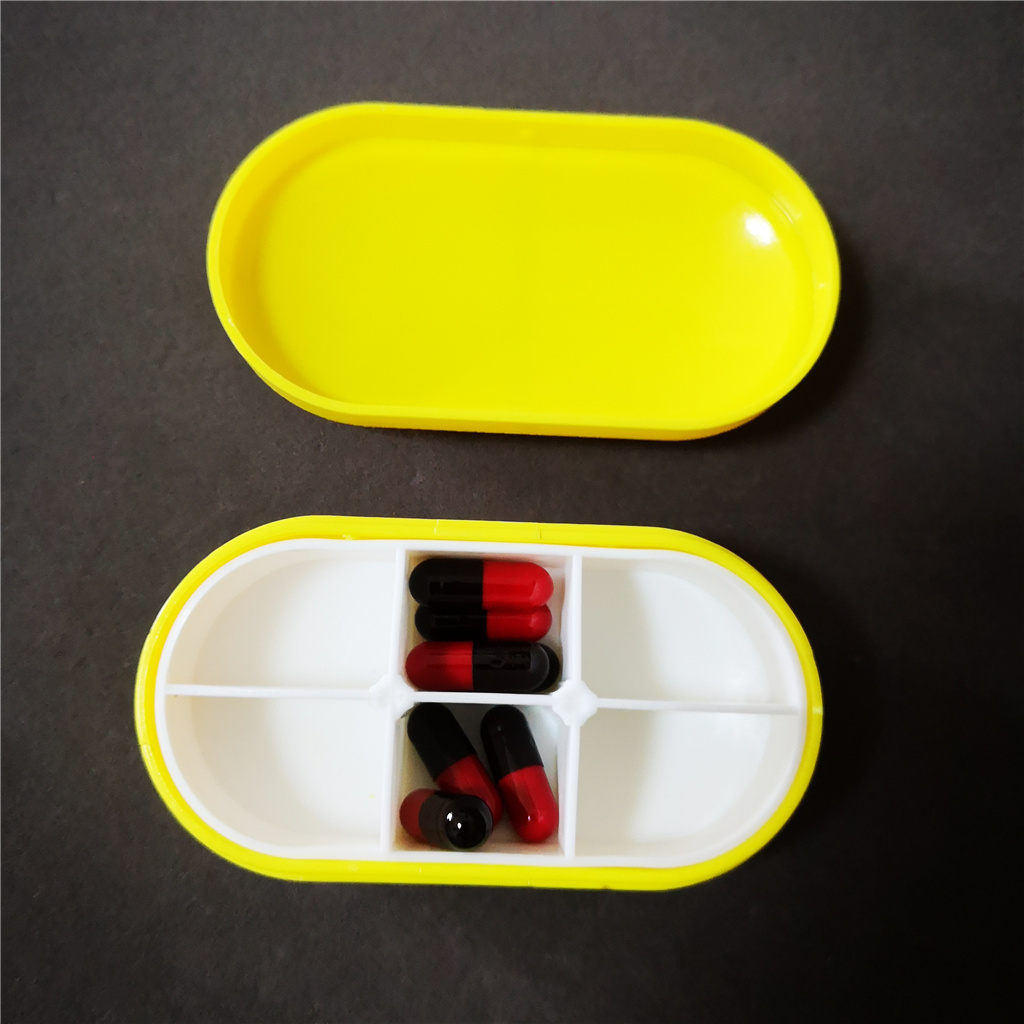 Plastic Capsule-Shaped Pill Box with 6 Storage Cases - Portable ...