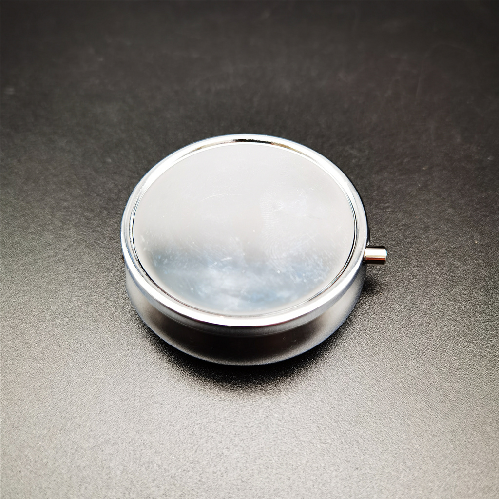 Stainless Steel Round Pill Case Box - Compact & Durable Metal Mini Pill ...