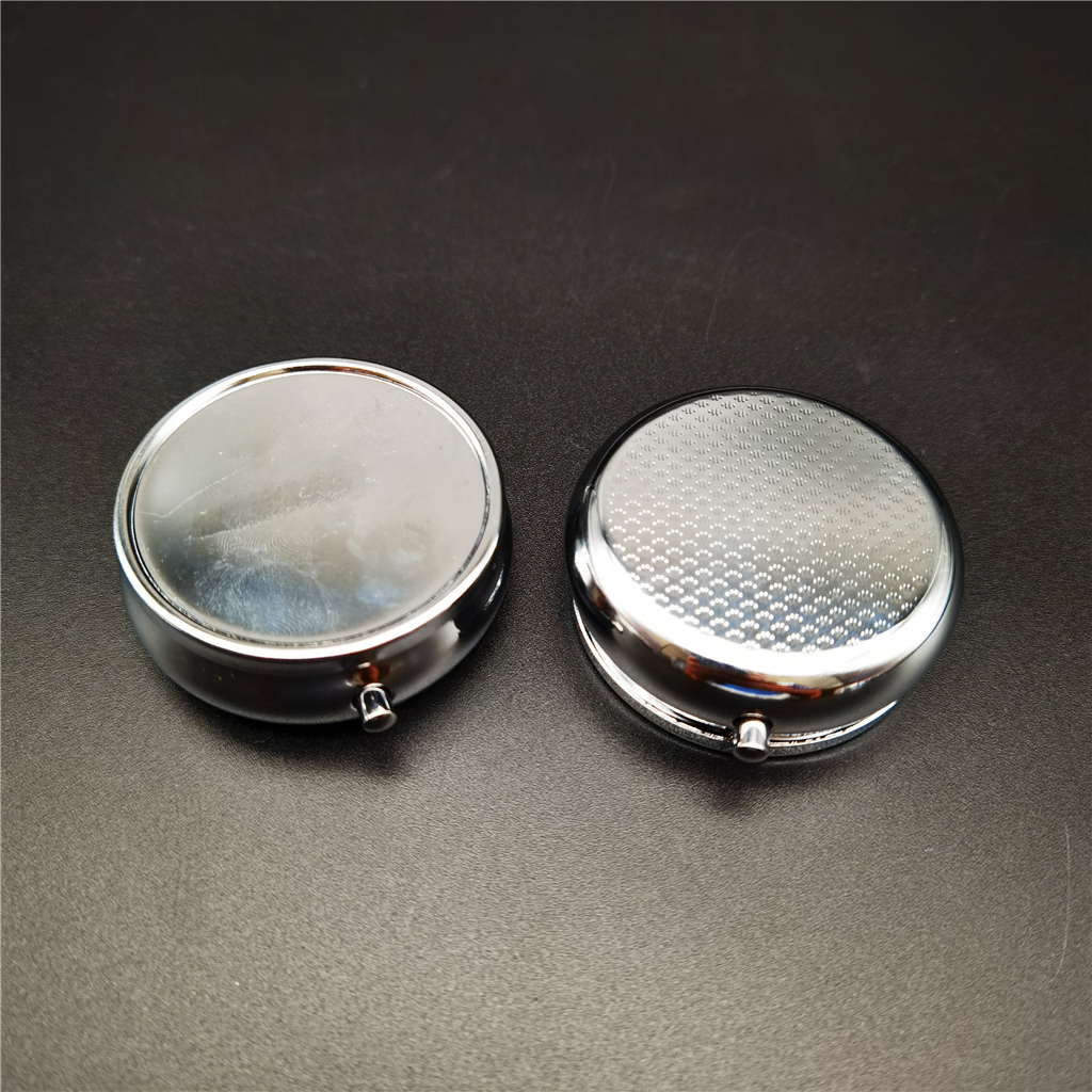Stainless Steel Round Pill Case Box - Compact & Durable Metal Mini Pill ...