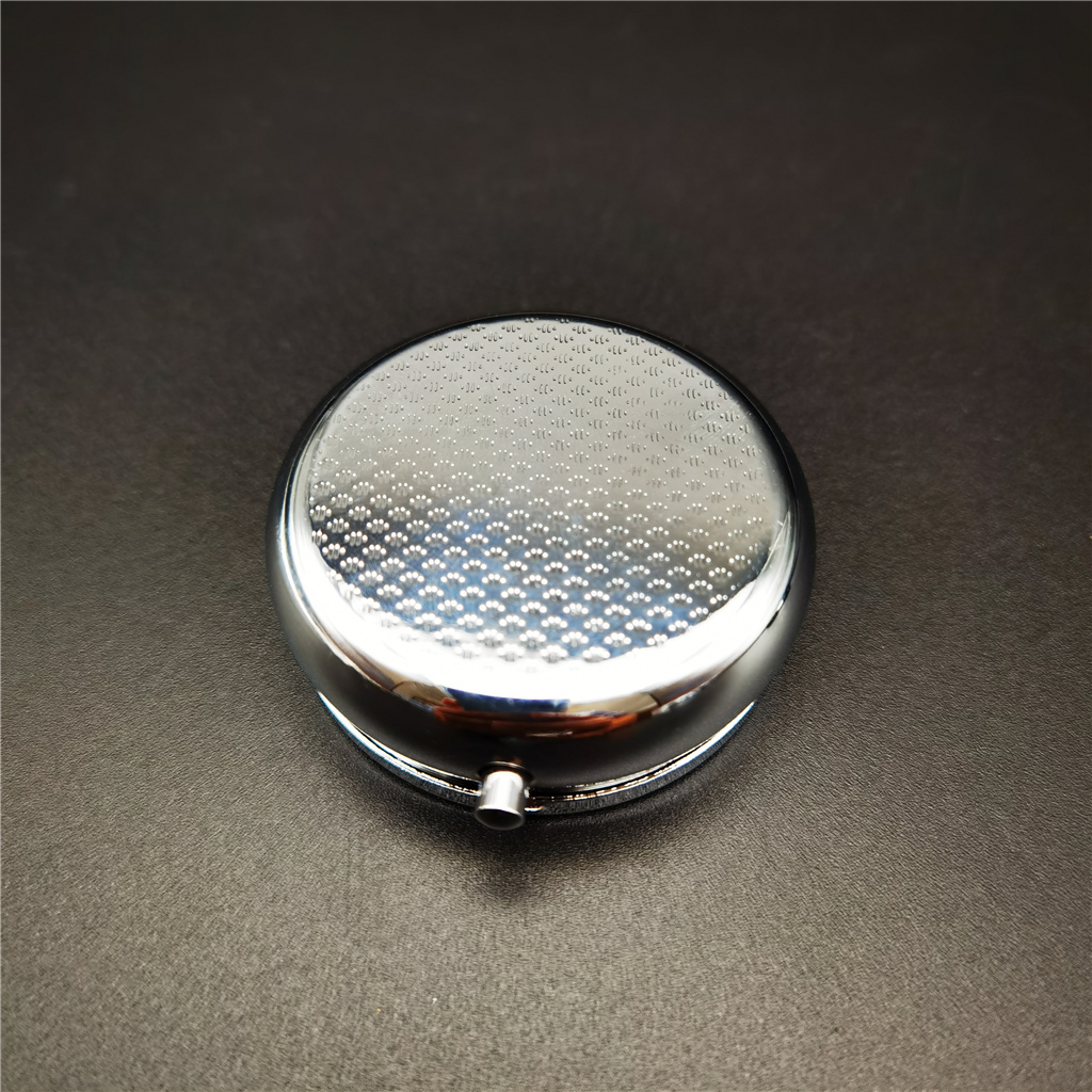 Stainless Steel Round Pill Case Box - Compact & Durable Metal Mini Pill ...