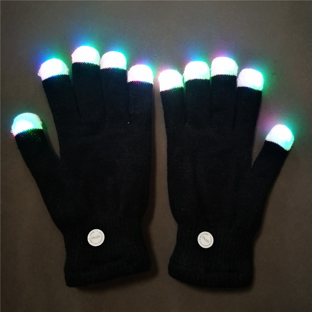 Black Fingerless Top Led Flashing party Fiber Gloves - Xiamen Sunglan ...